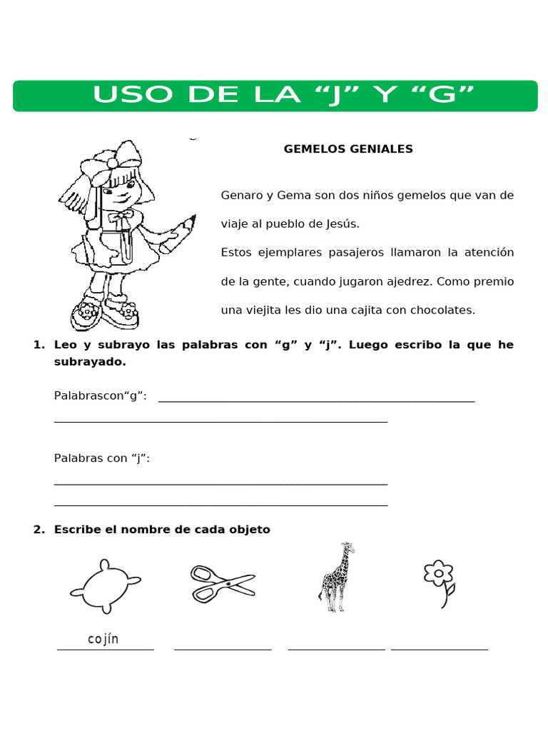 Actividades de G y J para Niños | PDF