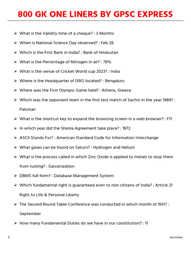 800+ GK One Liners - 49743204 - 2025 - 03 - 28 - 18 - 40 | PDF | Earth | Equator