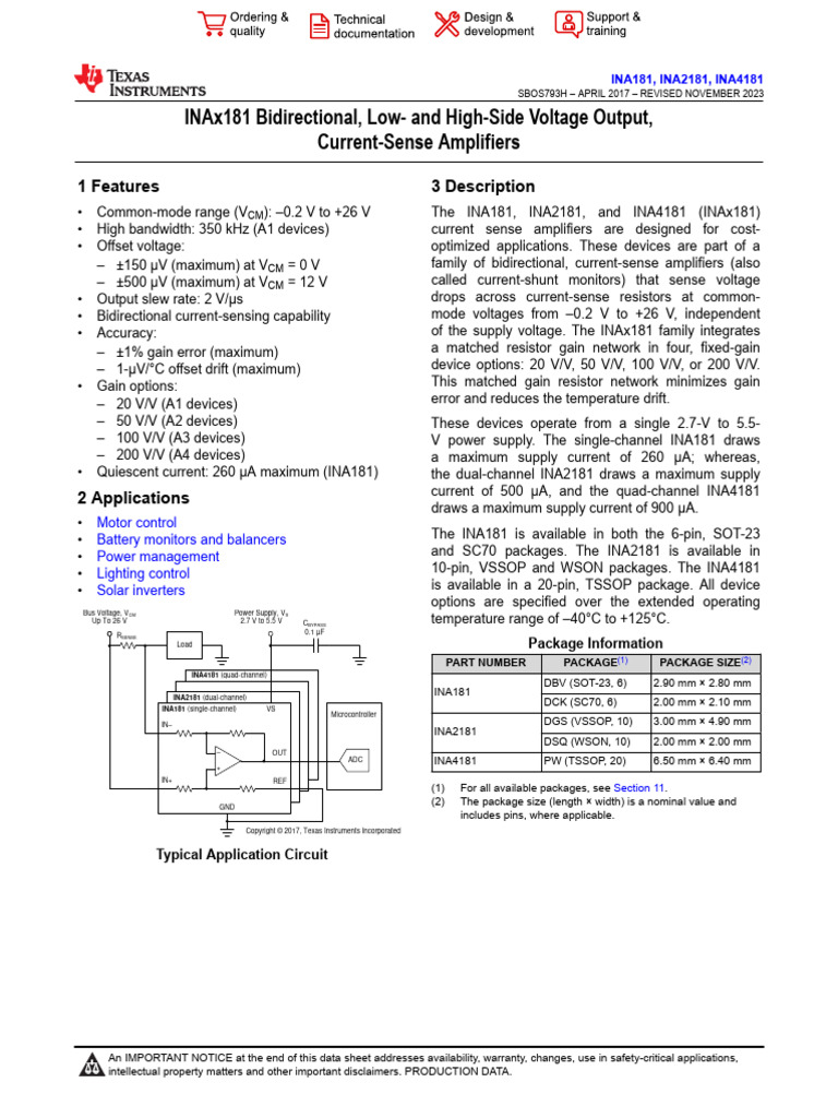 Ina 181 | PDF | Amplifier | Electrostatic Discharge