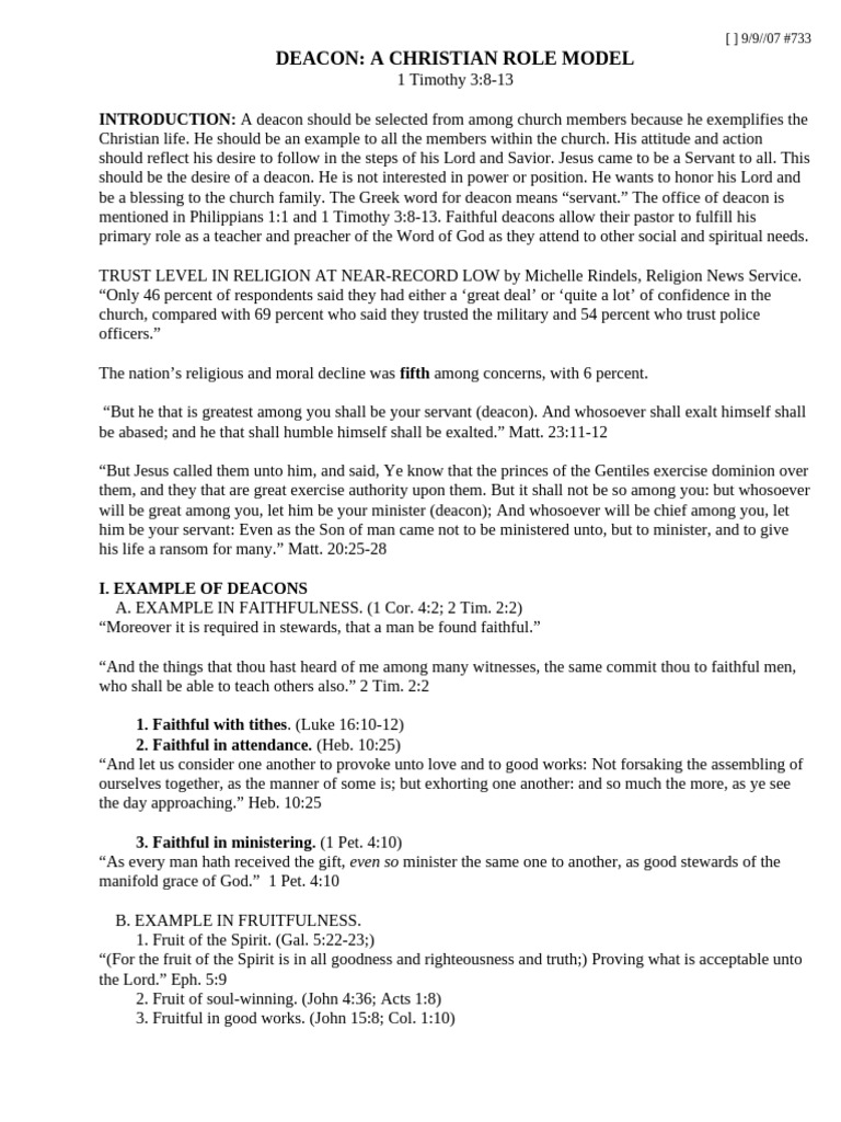 Deacon - A Christian Role Model #733 | PDF | Deacon | Jesus