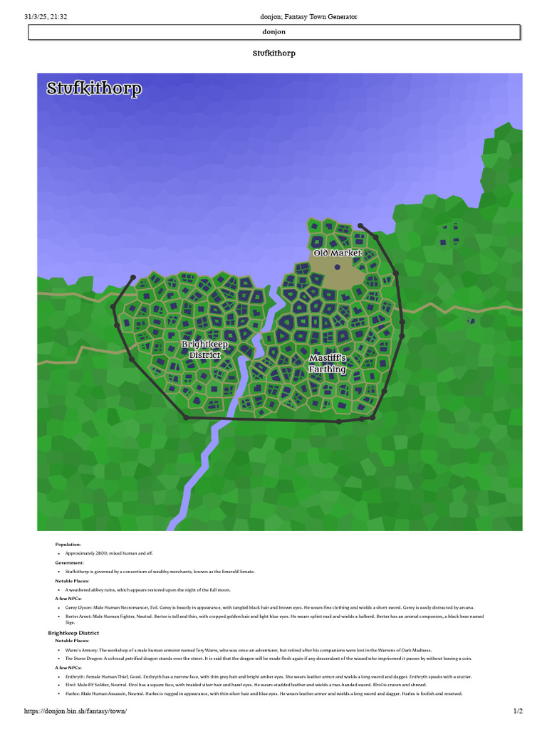 donjon; Fantasy Town Generator 1 | PDF