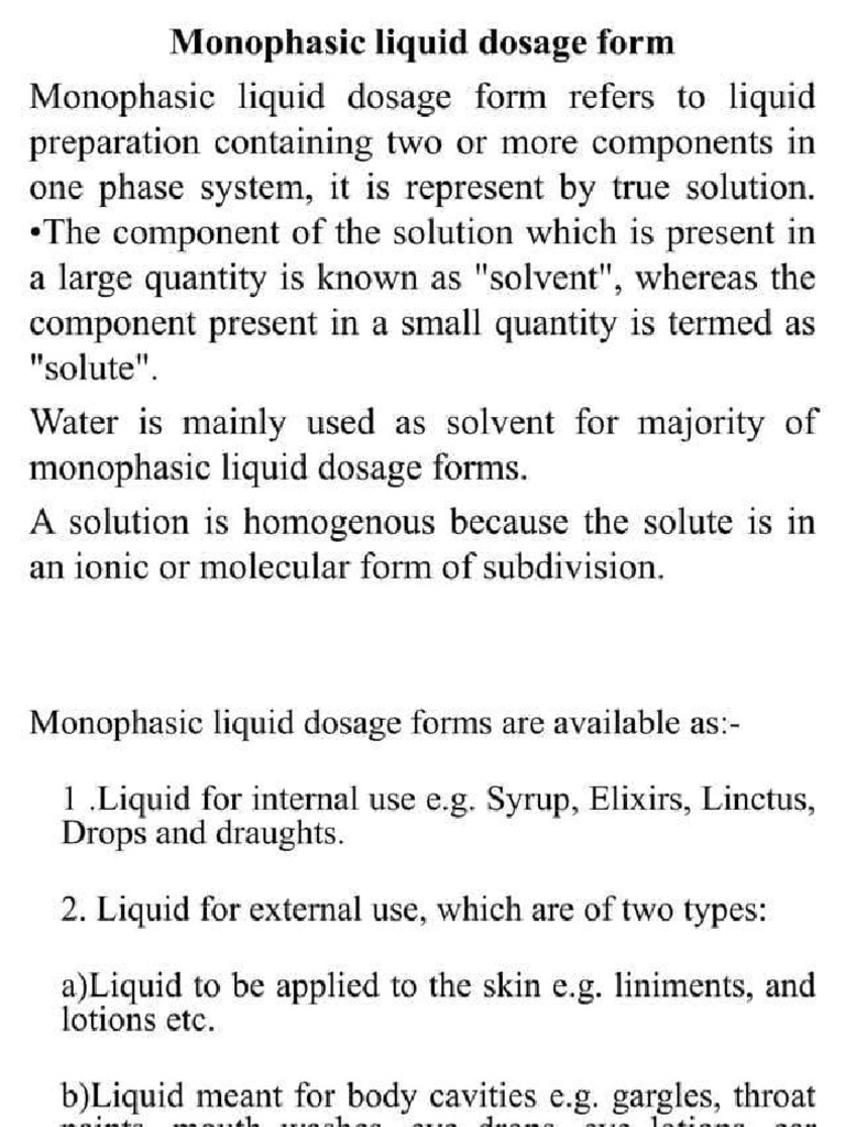 8 Monophasic Liquid Dosage Form | PDF