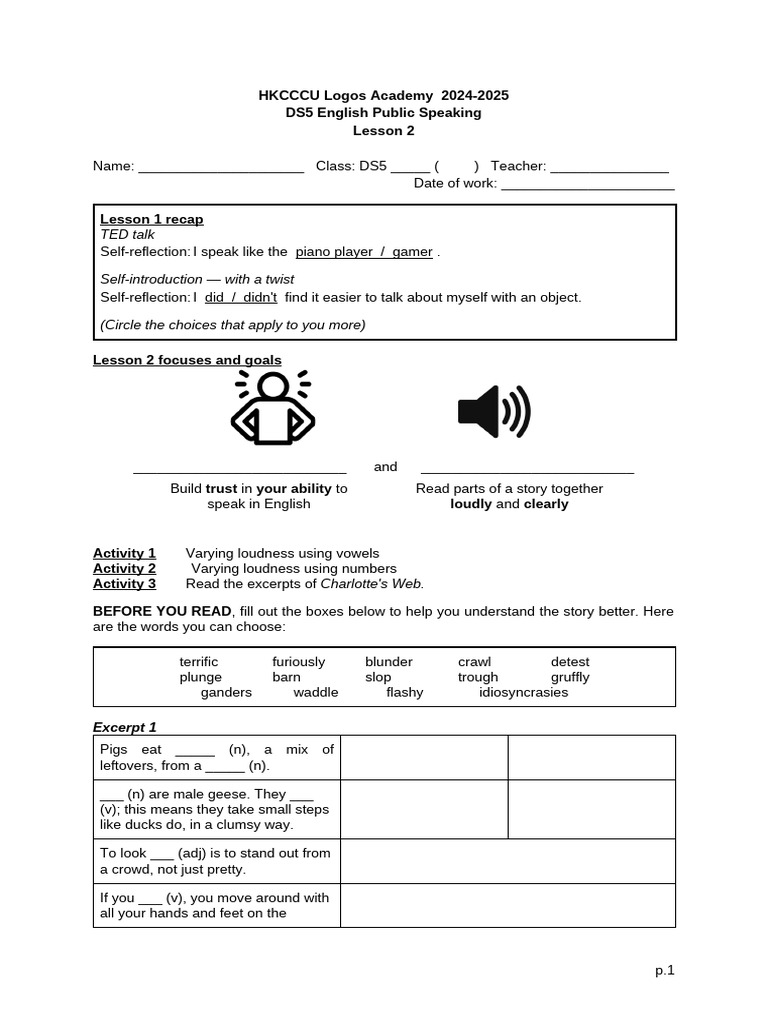 DS5 PubSp Lesson 2 WS - S Ver | PDF
