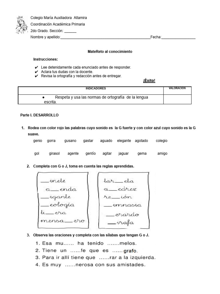 Reglas de Ortografía 2do Grado | PDF
