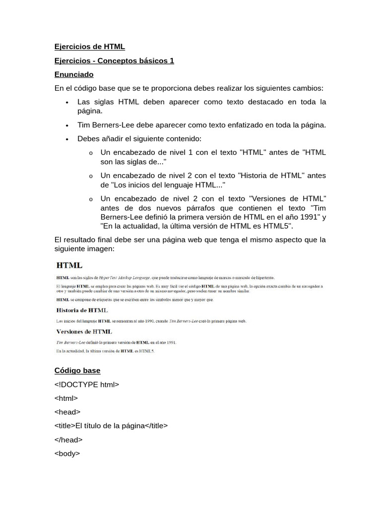 Ejercicios de HTML PARA PRACTICA | PDF | Red mundial | Internet y web