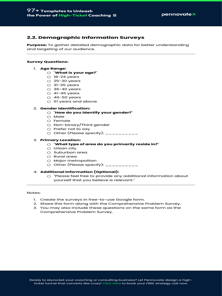 Demographic Survey for Coaching Audience | PDF