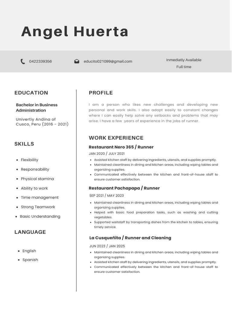 CV Angel Runner | PDF