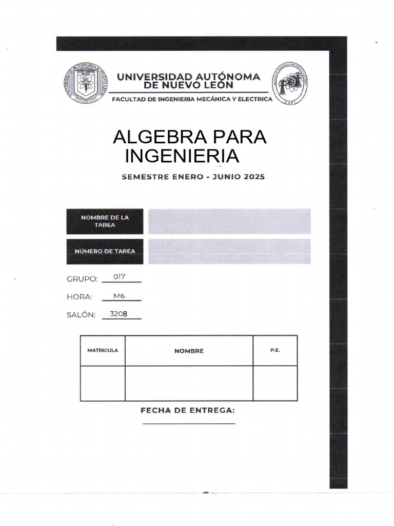 Formato Portada Algebra Vacia | PDF