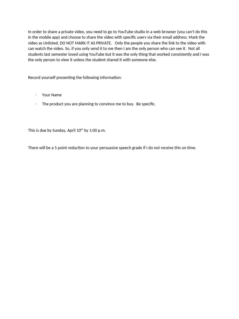 YouTube Instructions | PDF