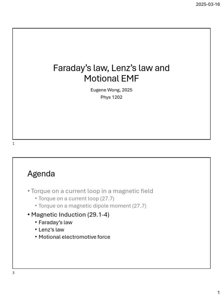 Faraday's Law and Lenz's Law Explained | PDF | Electromagnetic ...