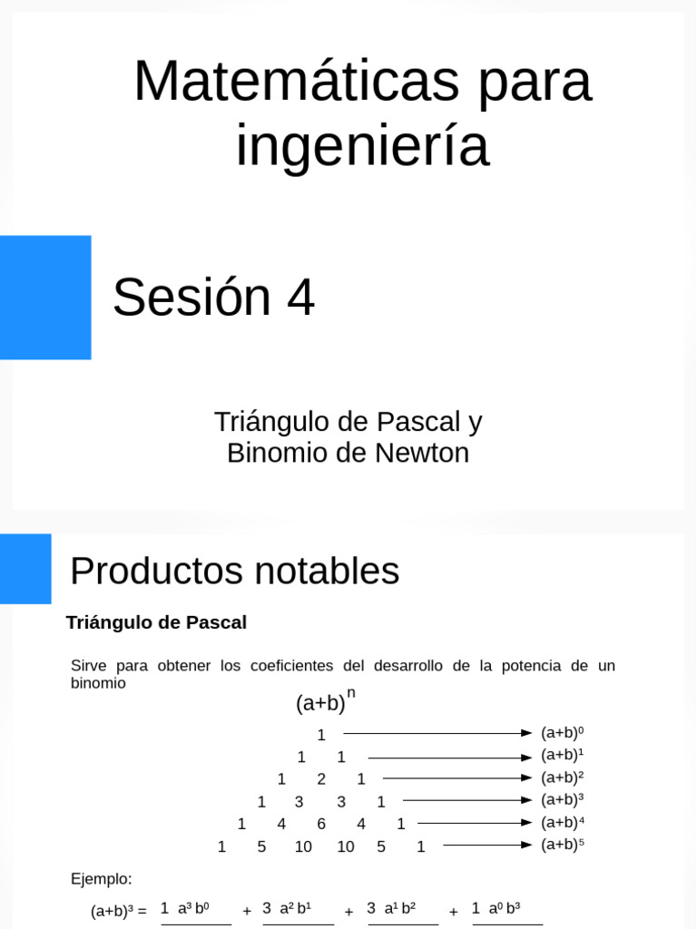 Sesión 4. - Triángulo de Pascal y Binomio de Newton | PDF | Matemática ...