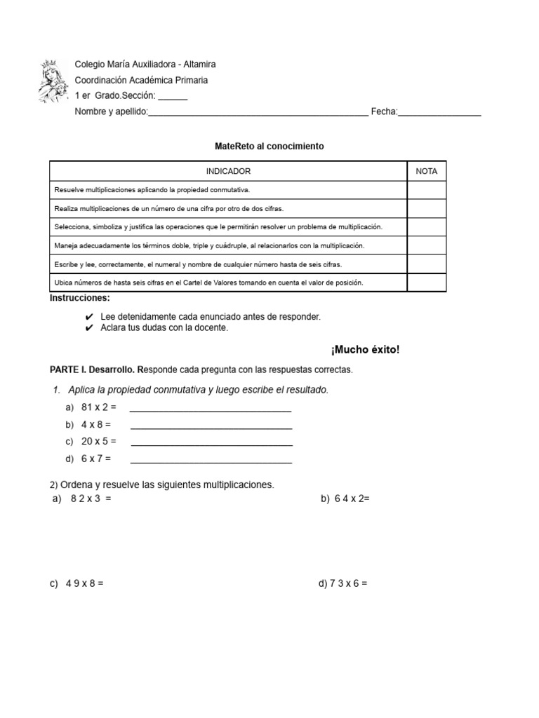 Mate Reto Multiplicación .2do Grado | PDF | Matemáticas