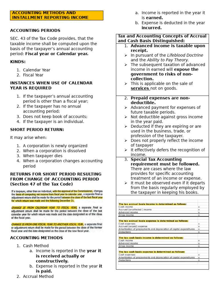 Accounting Methods and Income Reporting | PDF | Lease | Gross Income