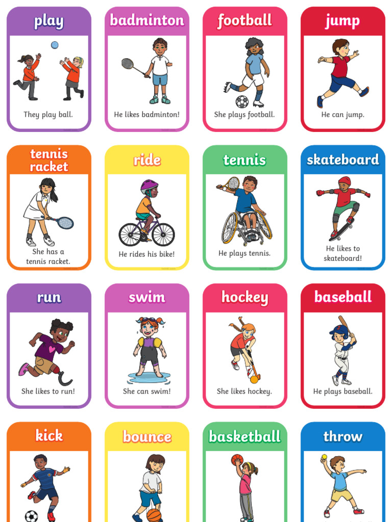 Esl English For Beginners Sports Flashcards Pre A1 Ver 1 | PDF