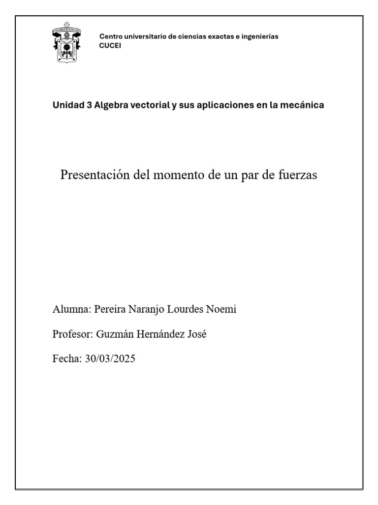 Momento de un Par de Fuerzas | PDF | Esfuerzo de torsión | Vector ...