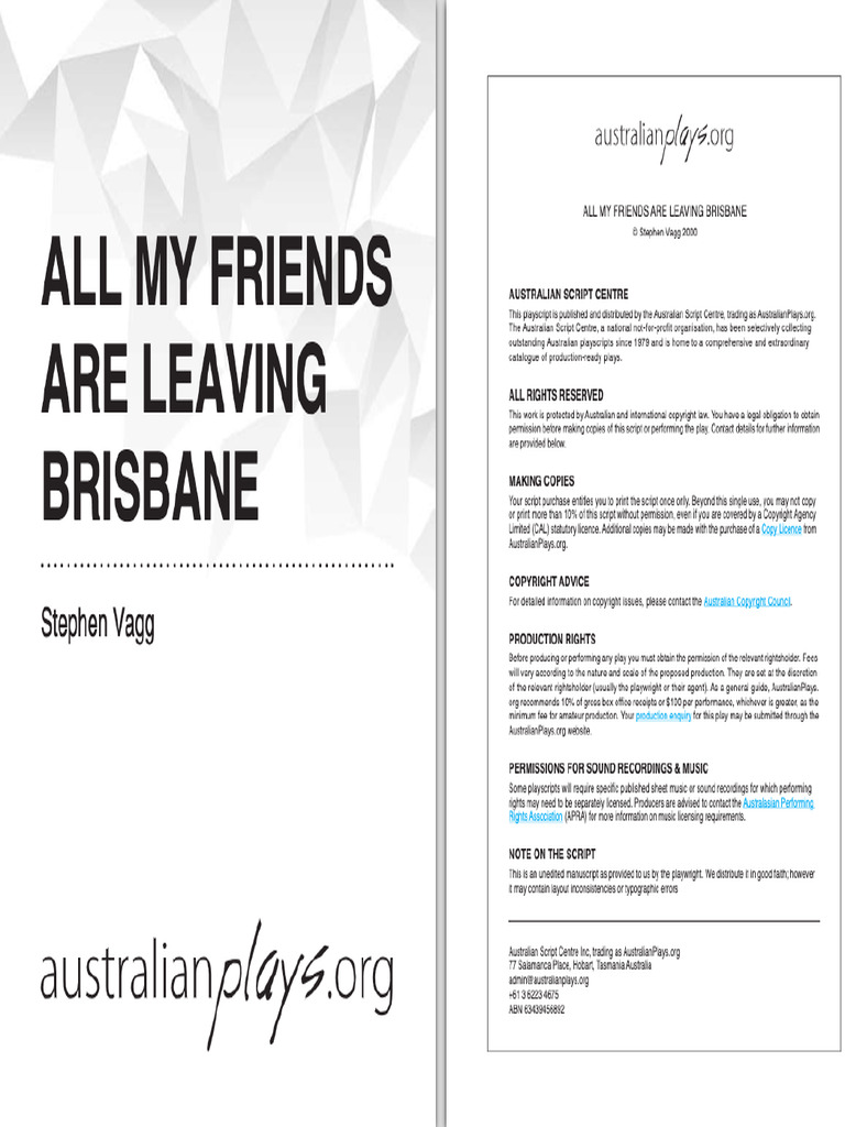 All My Friends Are Leaving Brisbane by Stephen Vagg | PDF