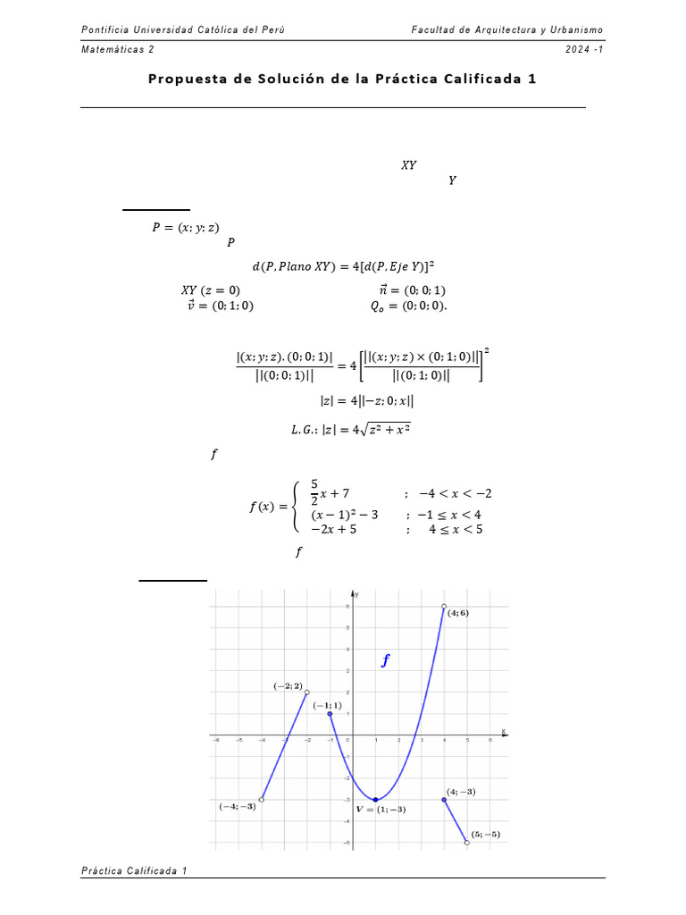 2024 1 PC1 MATE2 Solución | PDF | Matemáticas | Geometría euclidiana