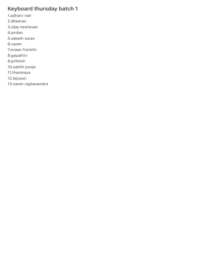 Keyboard Thursday Batch 1 | PDF