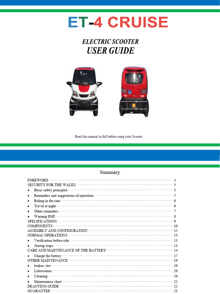 ET-4 Cruise User Safety Manual | PDF | Battery Charger | Transmitter