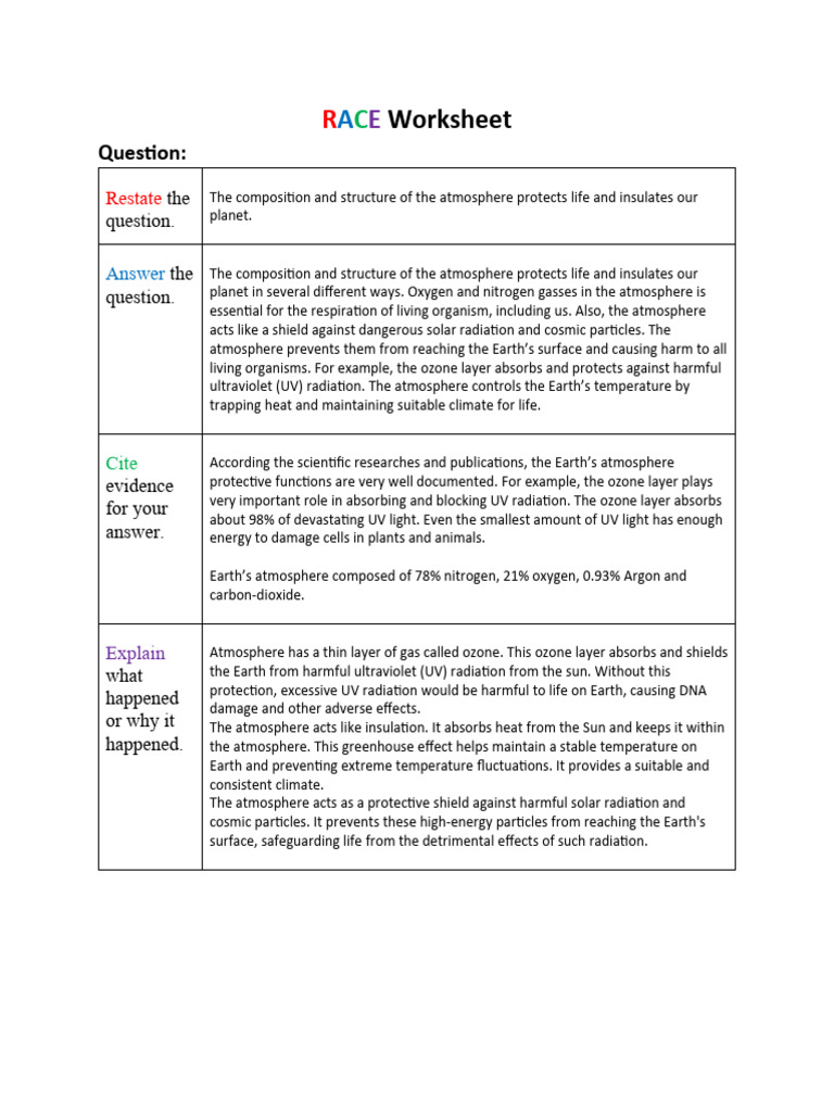 Earth and Space - RACE - Atmosphere | PDF