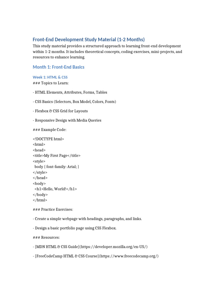 Front-End Study Material | PDF