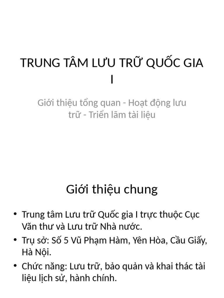 Trung Tam Luu Tru Quoc Gia I | PDF