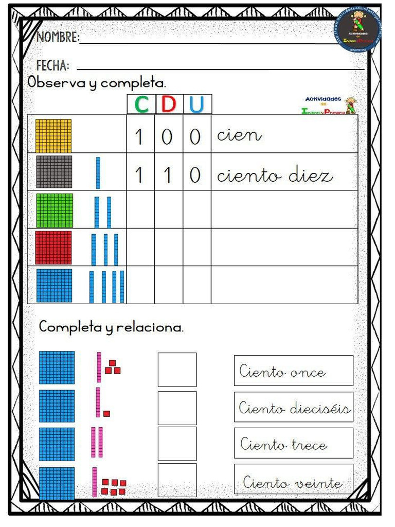 Ficha de Números Hasta La Centena | PDF