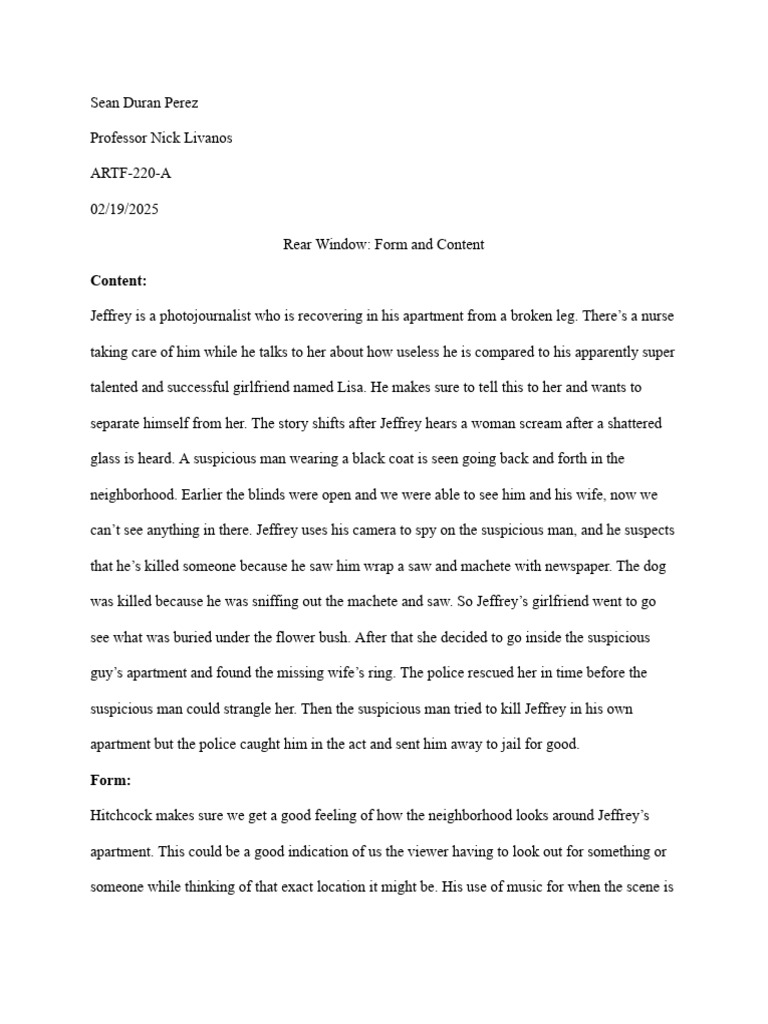 Rear Window Notes (1) | PDF