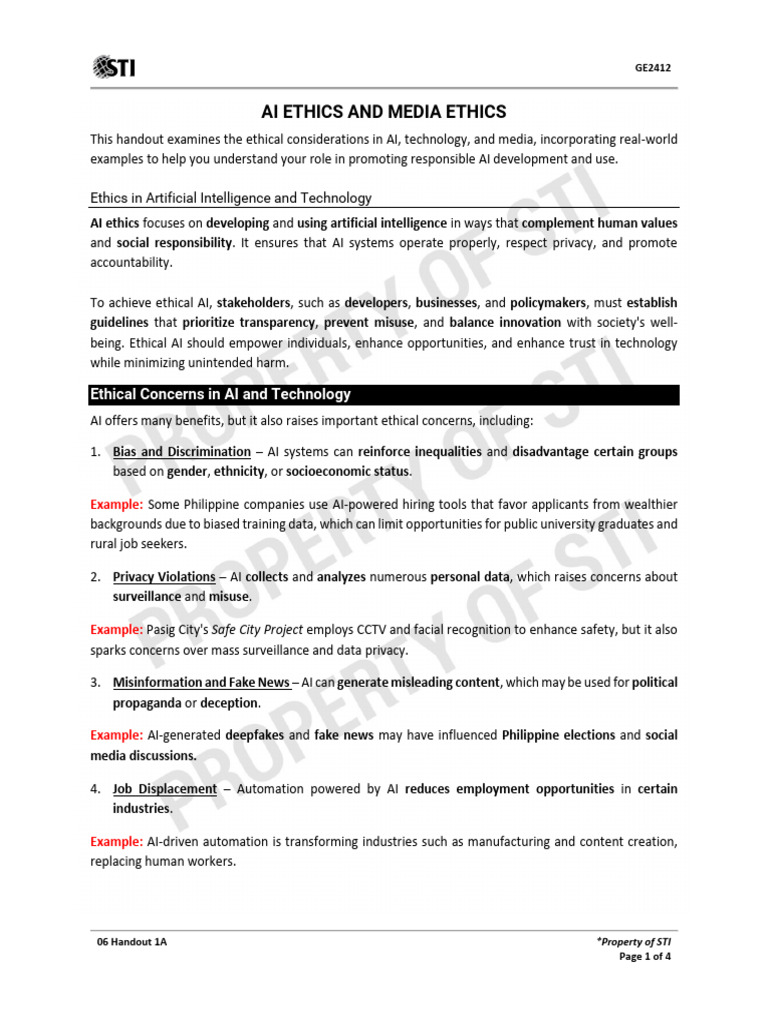 AI and Media Ethics Overview | PDF | Artificial Intelligence ...