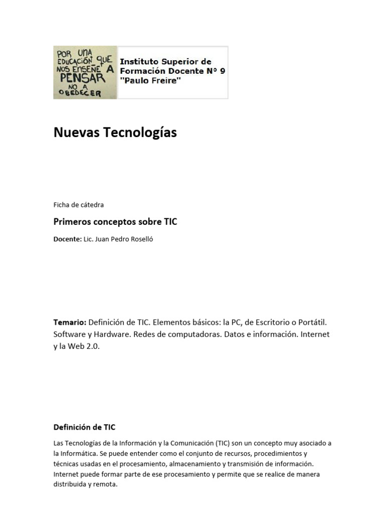 Primeros Conceptos de TIC | PDF | Hardware de la computadora | Periférico