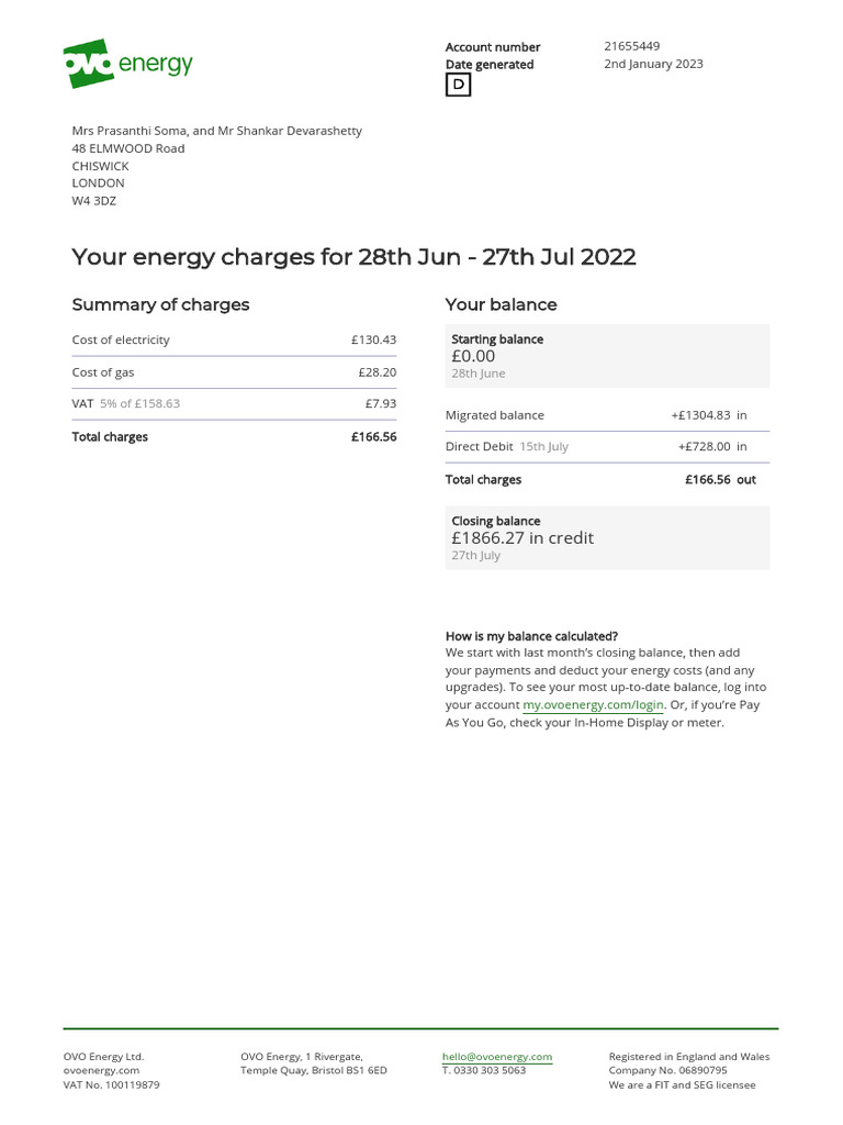 Proof of Address - Utility Bill - Shankar | PDF | Power (Physics ...