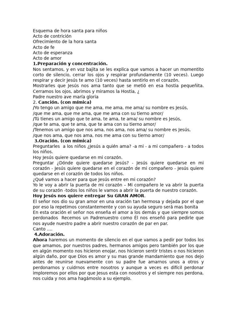 Esquema de Hora Santa para Niños | PDF | Oración | orador del Señor