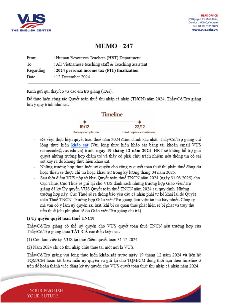 Memo 247 - 2024 Personal Income Tax (PIT) Finalization | PDF