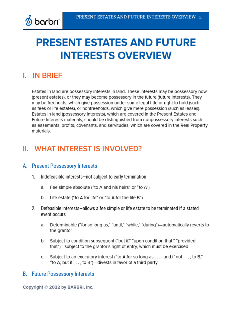 Overview of Present Possessory Interests | PDF | Civil Law (Legal ...