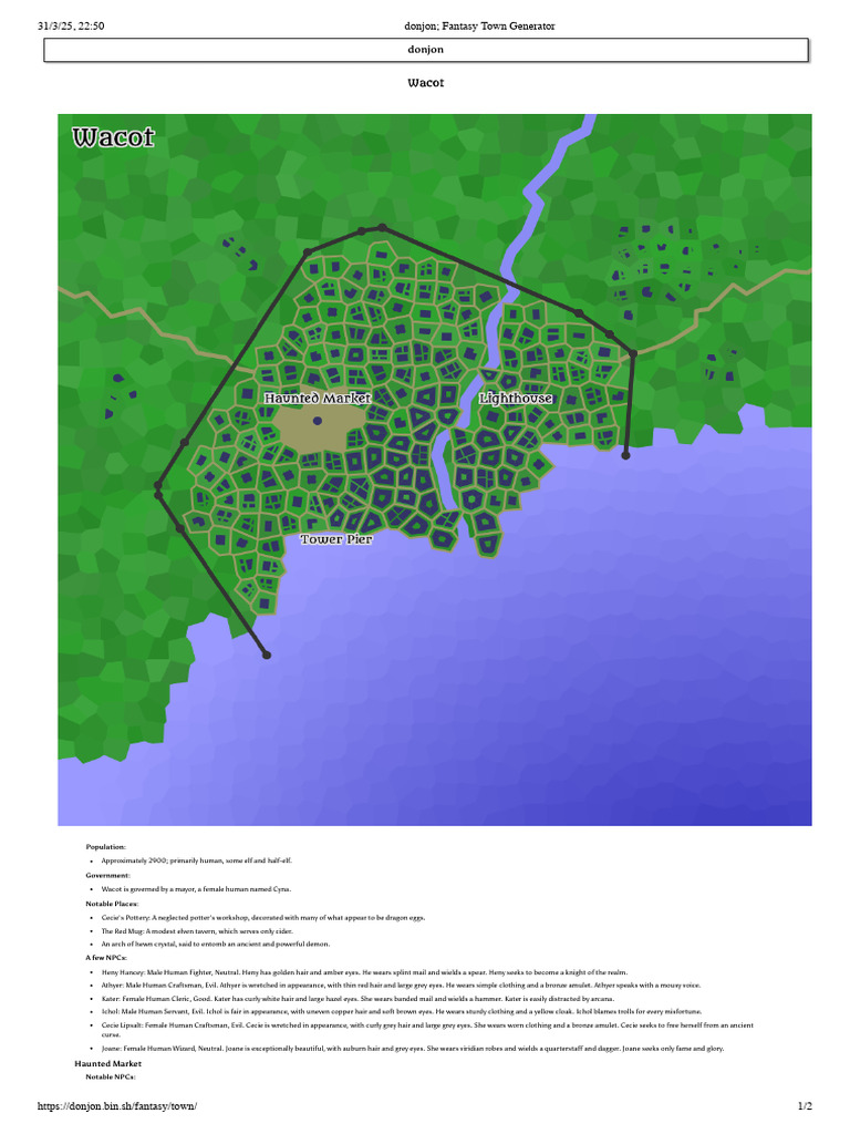 Donjon Fantasy Town Generator | PDF