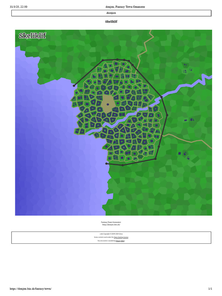 Fantasy Town Generator by Donjon | PDF
