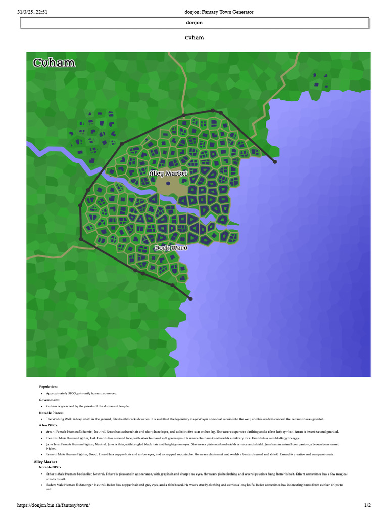 Donjon Fantasy Town Generator 2 | PDF