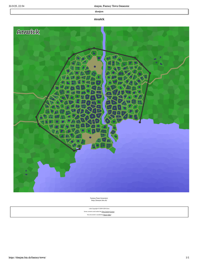 Fantasy Town Generator by Donjon | PDF