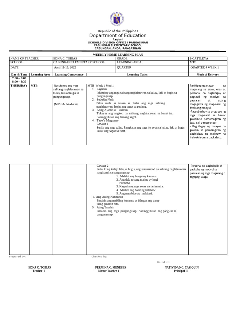 Q4 WHLP MTB Week 1 | PDF