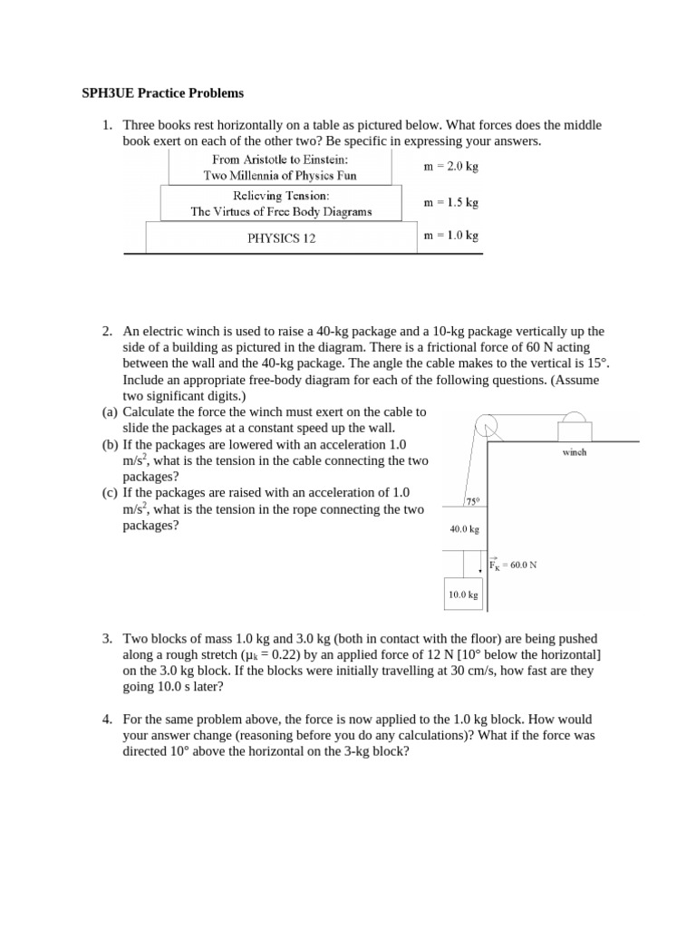 10 Practice Problems | PDF | Force | Friction