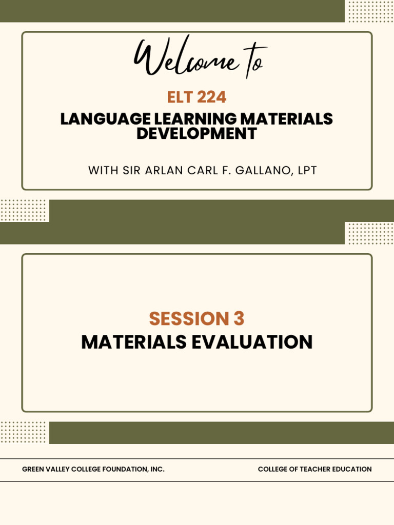 Elt 224 Session 3 | PDF | Teacher Education | Learning