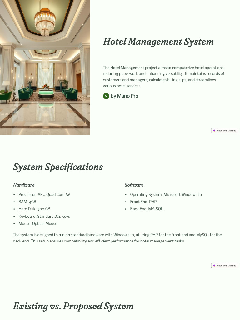 Hotel Management System Overview | PDF | Php | Web Development