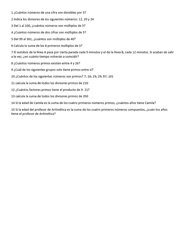 Practica Divisibilidad y Primos | PDF