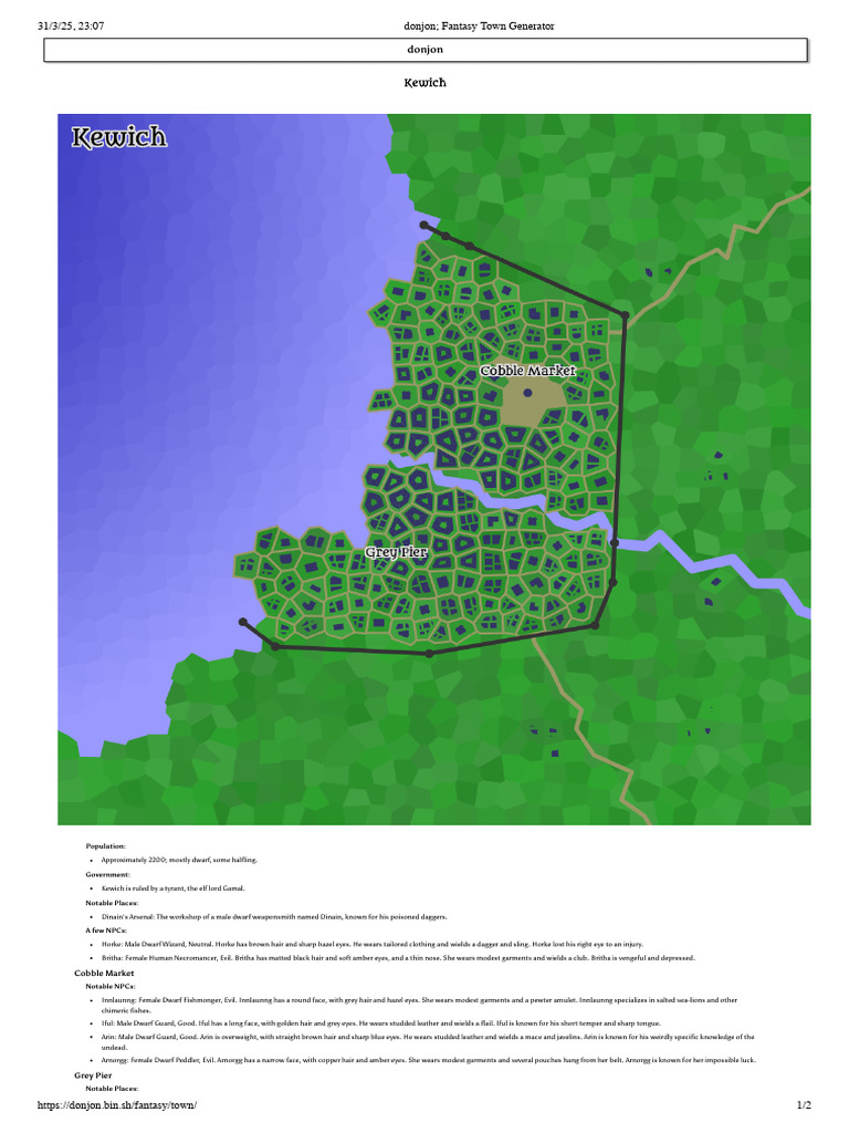 Kewich: Dwarf Town Overview and NPCs | PDF