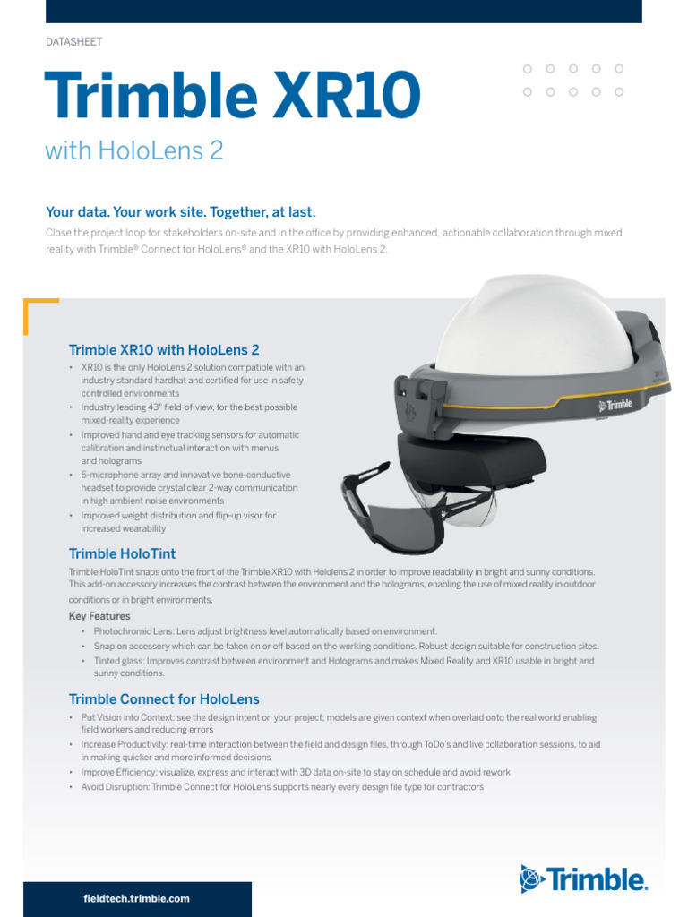 Trimble xr10 Updated Datasheet 04 06 22 | PDF | Mixed Reality