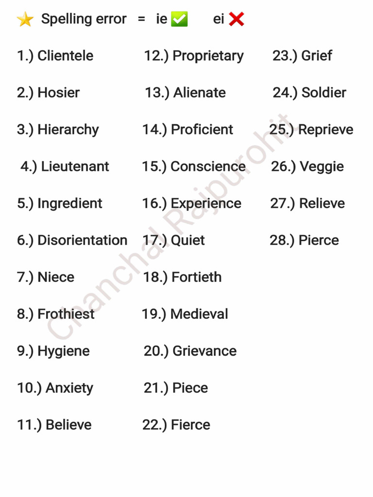 Most Imp Spelling Errors | PDF