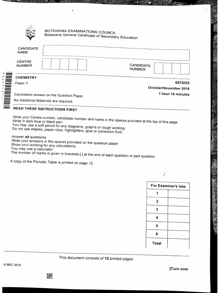 Bgcse Chem Paper 3 | PDF