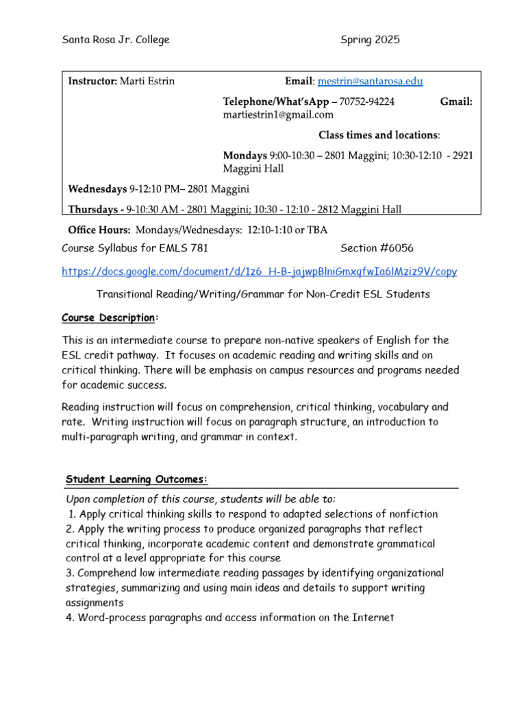 EMLS 781 Course Syllabus - Spring 2025 | PDF | Reading Comprehension ...