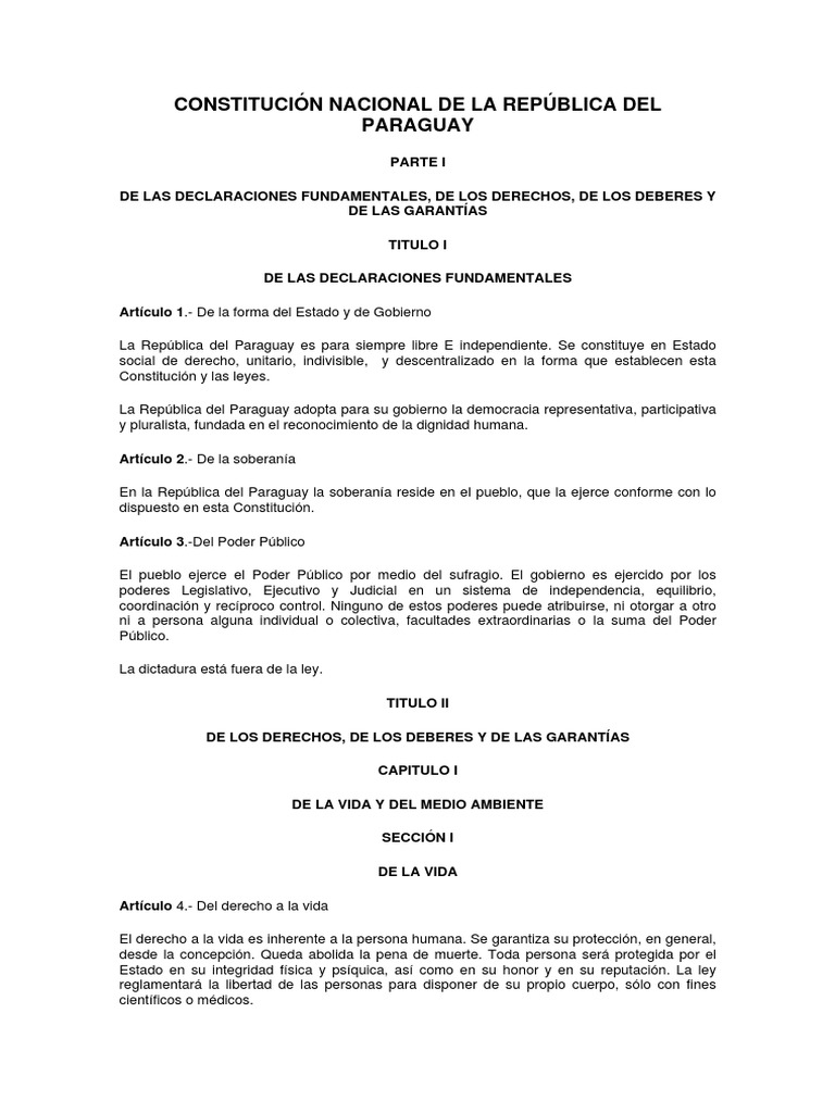CONSTITUCIÓN NACIONAL DE LA REPÚBLICA DEL PARAGUAY - PortalGuarani ...