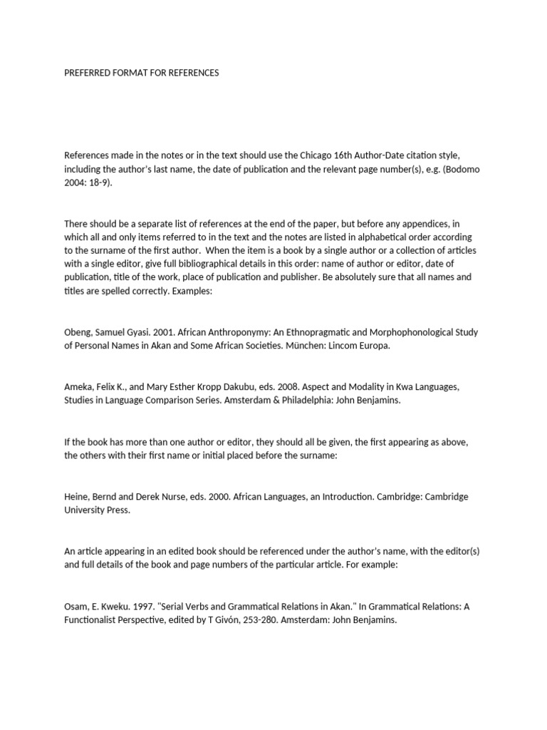 Preferred Format For References | PDF | Paragraph | Languages